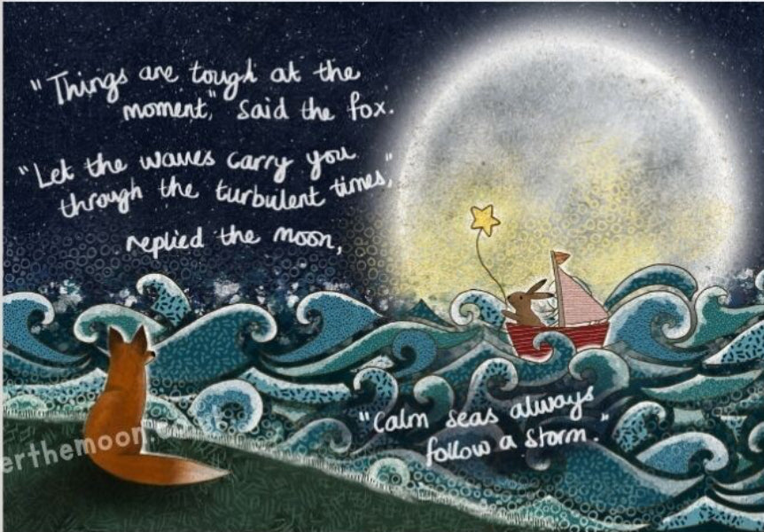 Waves- Fox Under The Moon - A4 Size – Copper Fox of Ironbridge